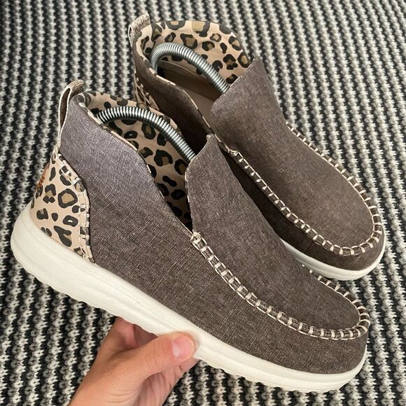 Hey Dude | Shoes | Hey Dude Denny Greybrown Leopard Animal Print High ...
